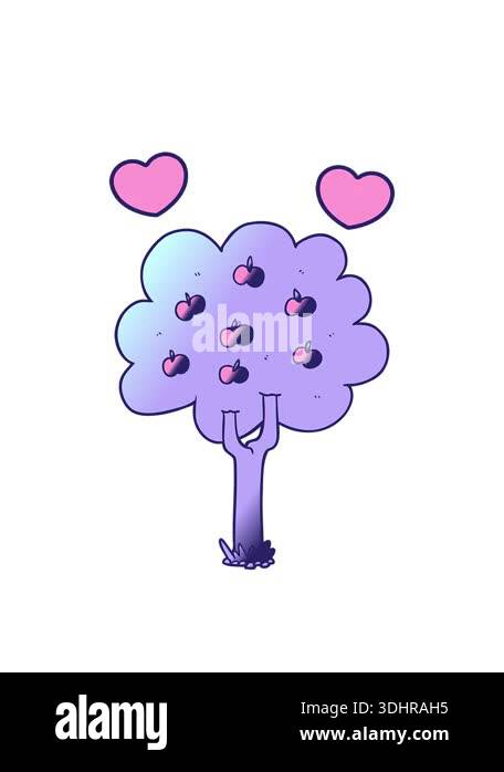 spinning hearts animation of cartoon apple tree drawing Stock Video ...