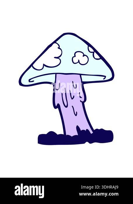 neon light effect animation of a cartoon drawing of a mushroom Stock ...