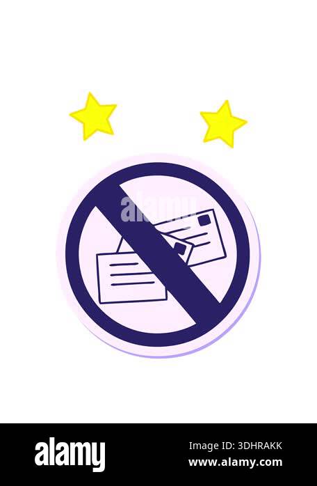 spinning stars animation of a sticker of a cute cartoon no post sign ...