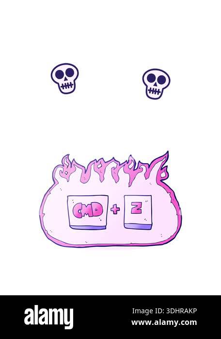 spinning skulls animation of freehand drawn cartoon command Z function ...