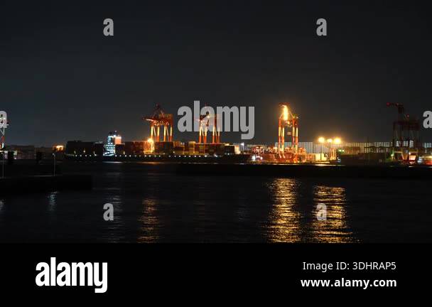 Tokyo container terminal night view 2024 Stock Video Footage - Alamy