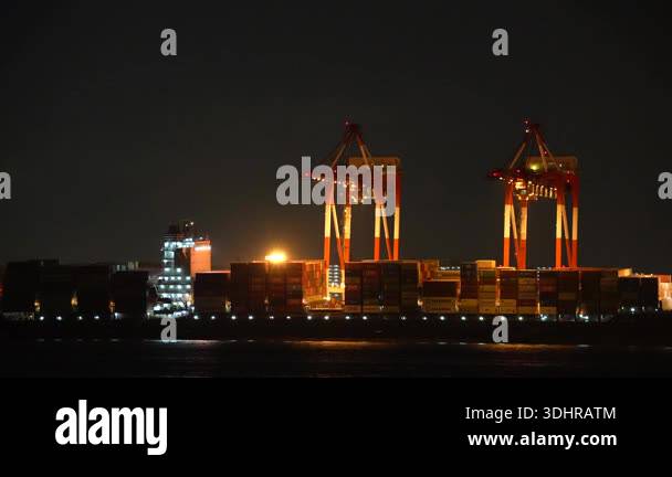 Tokyo container terminal night view 2024 Stock Video Footage - Alamy