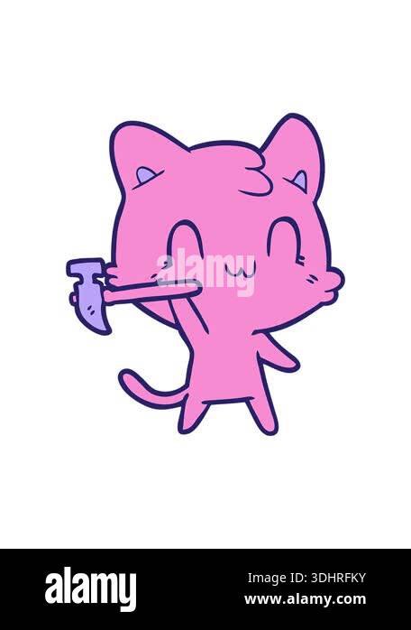 attention grabbing animation of happy cat drawing Stock Video Footage ...