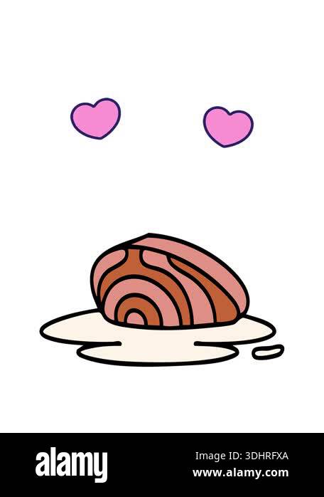 spinning hearts animation of a traditional japanese slice of sashimi ...