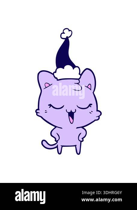 neon light effect animation of happy hand drawn line drawing of a cat ...