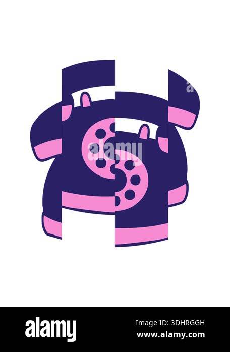 splitting motion animation of cartoon of an old style telephone Stock ...
