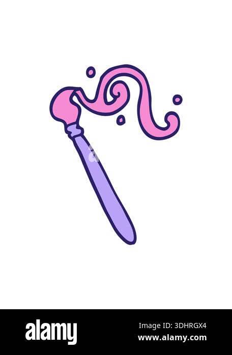 jiggle and pause animation of cartoon doodle paint brush Stock Video ...