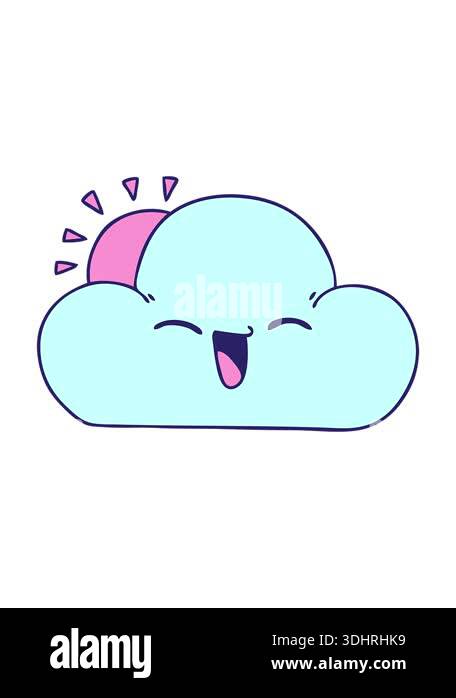 jiggle and pause animation of hand drawn quirky cartoon sun and happy ...