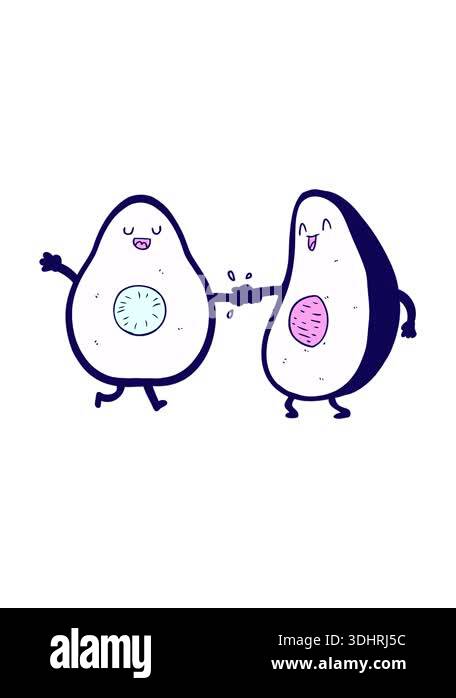 neon light effect animation of cartoon dancing avocados Stock Video ...