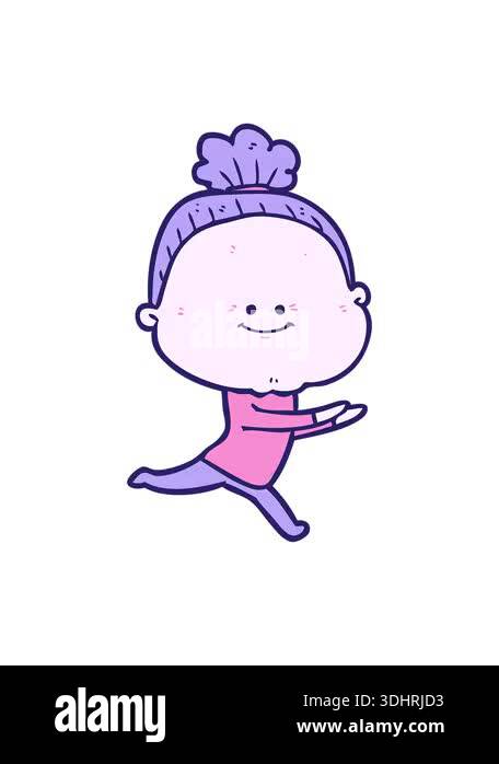 shivering motion animation of cartoon of a happy old woman Stock Video ...