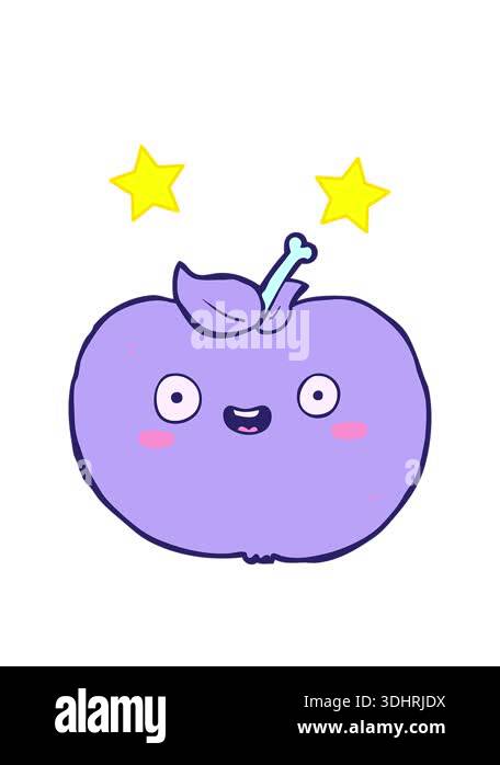 spinning stars animation of freehand cartoon apple Stock Video Footage ...