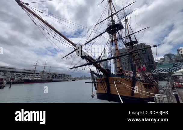 SYDNEY - JAN 07 2026:HMS Endeavour replica at Australian National ...