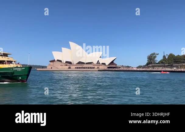 SYDNEY - JAN 07 2026:Aerial view of Ferries enter Circular Quay Ferry ...