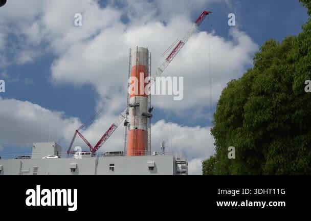Chimney demolition work, Japan Tokyo 2024 Stock Video Footage - Alamy