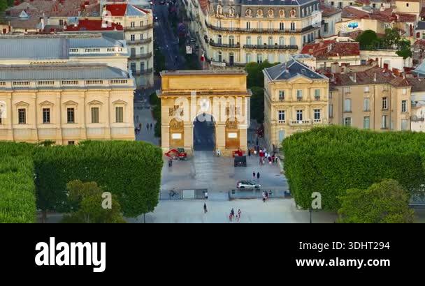 Aerial view of Montpellier, France. Aerial establishing shot of ...