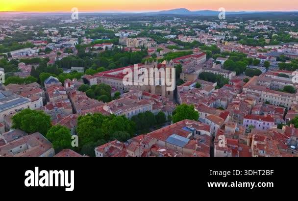 Aerial view of Montpellier, France. Aerial establishing shot of ...