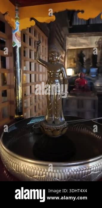 Golden Birth Buddha Statue in Japanese Temple. High quality 4k footage ...