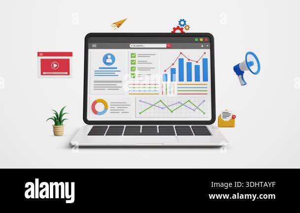 KPI dashboard, CRM, business data charts analysis and report concept ...