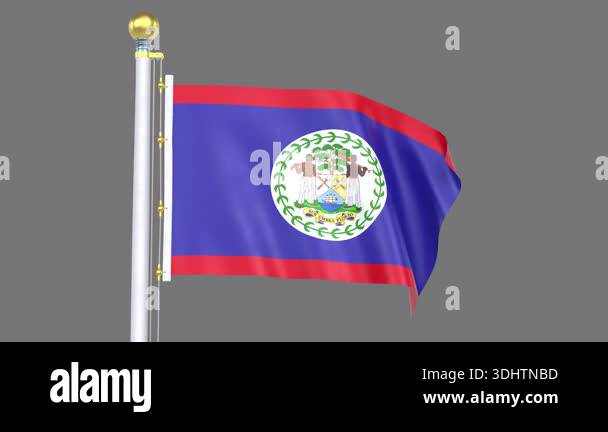 Belize Animated flag Closup, High-resolution 3D render Video loop Flag ...
