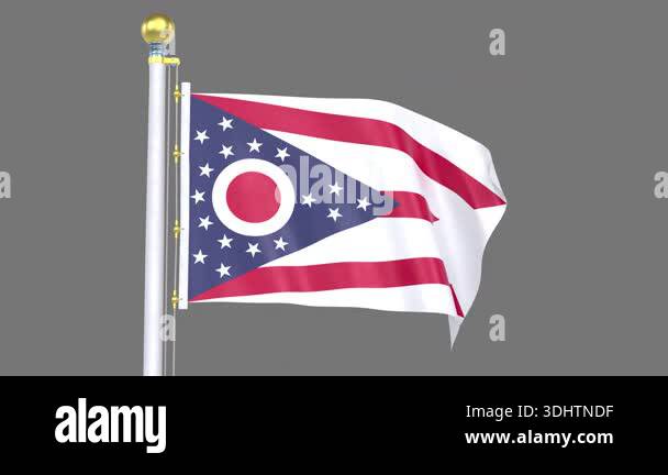 USA States ohio Animated flag Closup, High-resolution 3D render Video ...