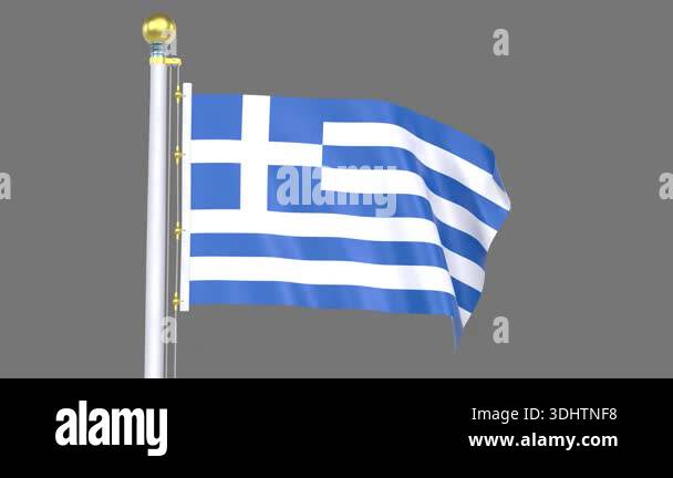 Greece Animated flag Closup, High-resolution 3D render Video loop Flag ...