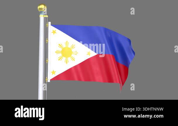 Philippines Animated flag Closup, High-resolution 3D render Video loop ...