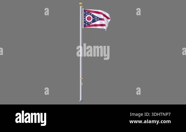 USA States ohio Animated flag, High-resolution 3D render Video loop ...