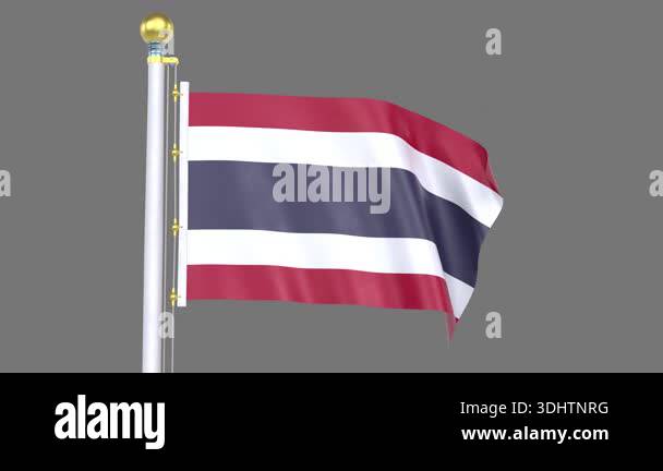 Thailand Animated flag Closup, High-resolution 3D render Video loop ...