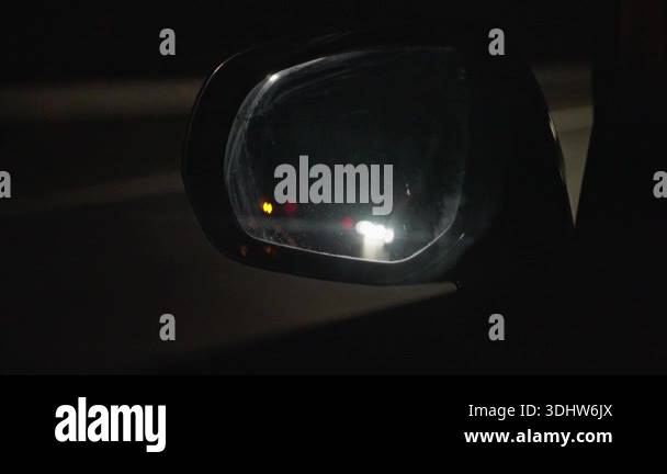 Night Side Mirror With Blinking Indicator And Approaching Headlights ...