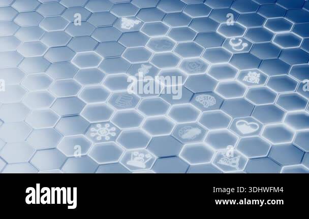 Futuristic medical background. Blue glowing hexagonal grid, abstract ...