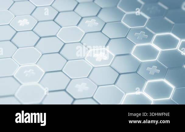 Futuristic medical background. Abstract hexagonal grid pattern, glowing ...