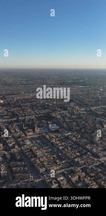 In Deir ez-Zor, Eastern Syria on January 21, 2026, Drone shot ...