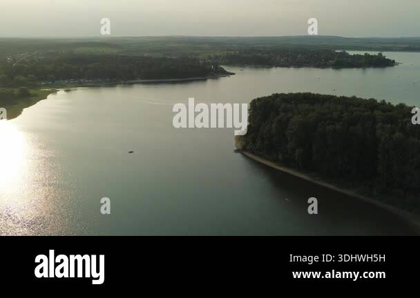Quiet nature landscape showing lake and shoreline Stock Video Footage ...