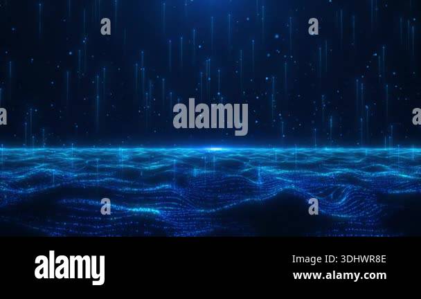 Blue particle lines ocean stage background Stock Video Footage - Alamy