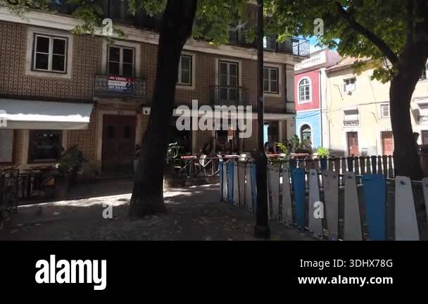 Lisbon city walk POV capturing European travel atmosphere Stock Video ...