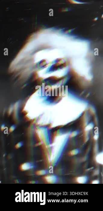 Glitch Art Portrait Of A Neon Blue Clown Mask With Distorted Facial ...