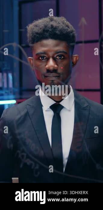 Attractive positive confident high-skilled 30-aged male african office ...