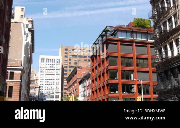 New York City urban buildings architecture, Manhattan Broadway street ...