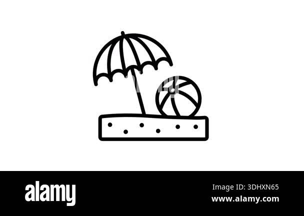 Enjoy yourself on the side of beach with flat animated vector icon ...