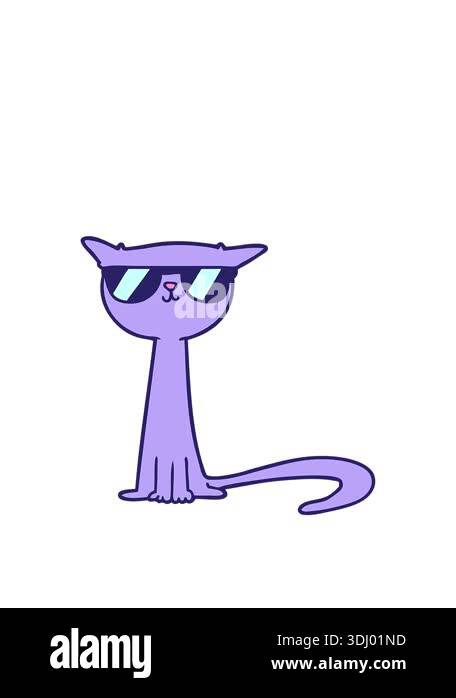 stretching up animation of cartoon cool cat Stock Video Footage - Alamy