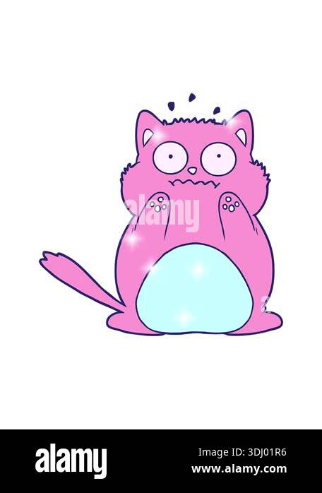 glitter effect animation of cartoon worried cat Stock Video Footage - Alamy