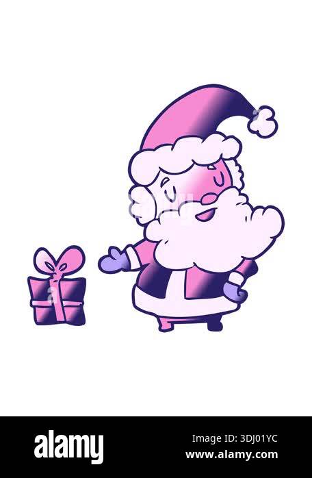 shaking motion animation of a cartoon santa claus with present Stock ...