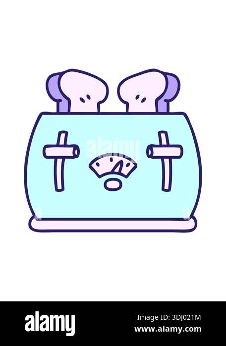 bobbing motion animation of cartoon of a toaster popping out toast ...