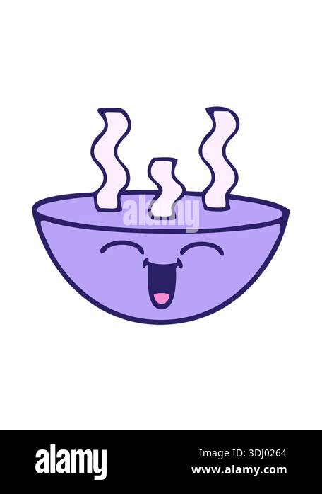 vibrating motion animation of a bowl of hot soup drawing Stock Video ...