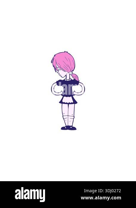 splitting effect animation of cartoon waitress Stock Video Footage - Alamy