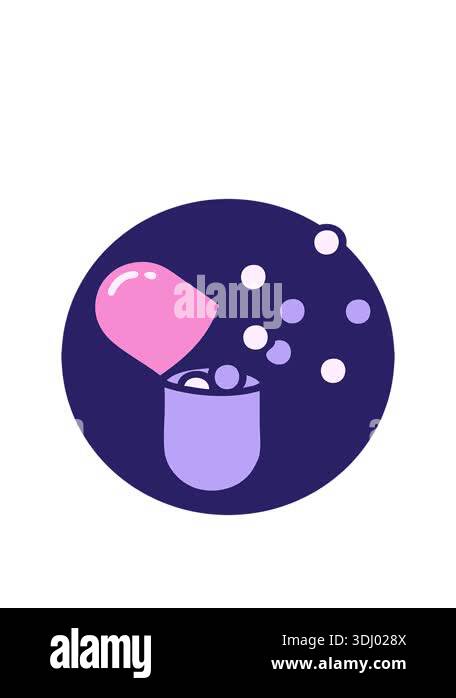 stretching up animation of icon of burst open medical capsule pill ...