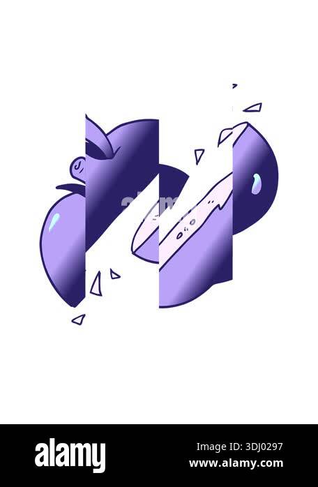 splitting motion animation of cartoon sliced apple illustration Stock ...