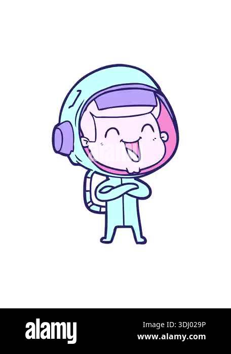 shivering motion animation of happy cartoon astronaut drawing Stock ...