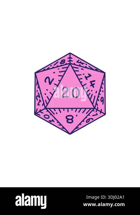 flashy sales animation of Retro Tattoo Style natural 20 D20 dice roll ...