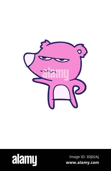 radioactive glowing animation of annoyed bear cartoon Stock Video ...